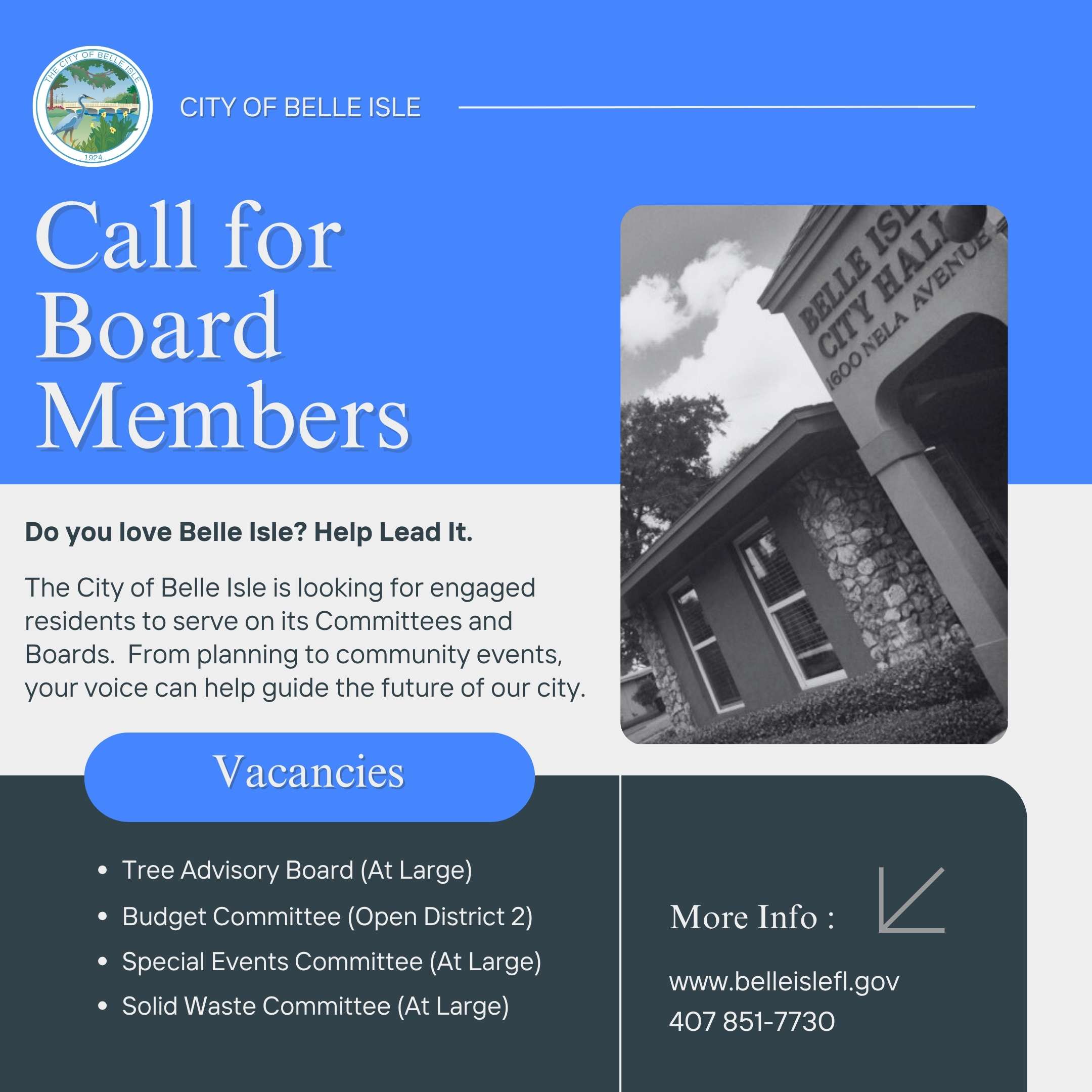 CALL FOR MEMBERS | Belle Isle, FL