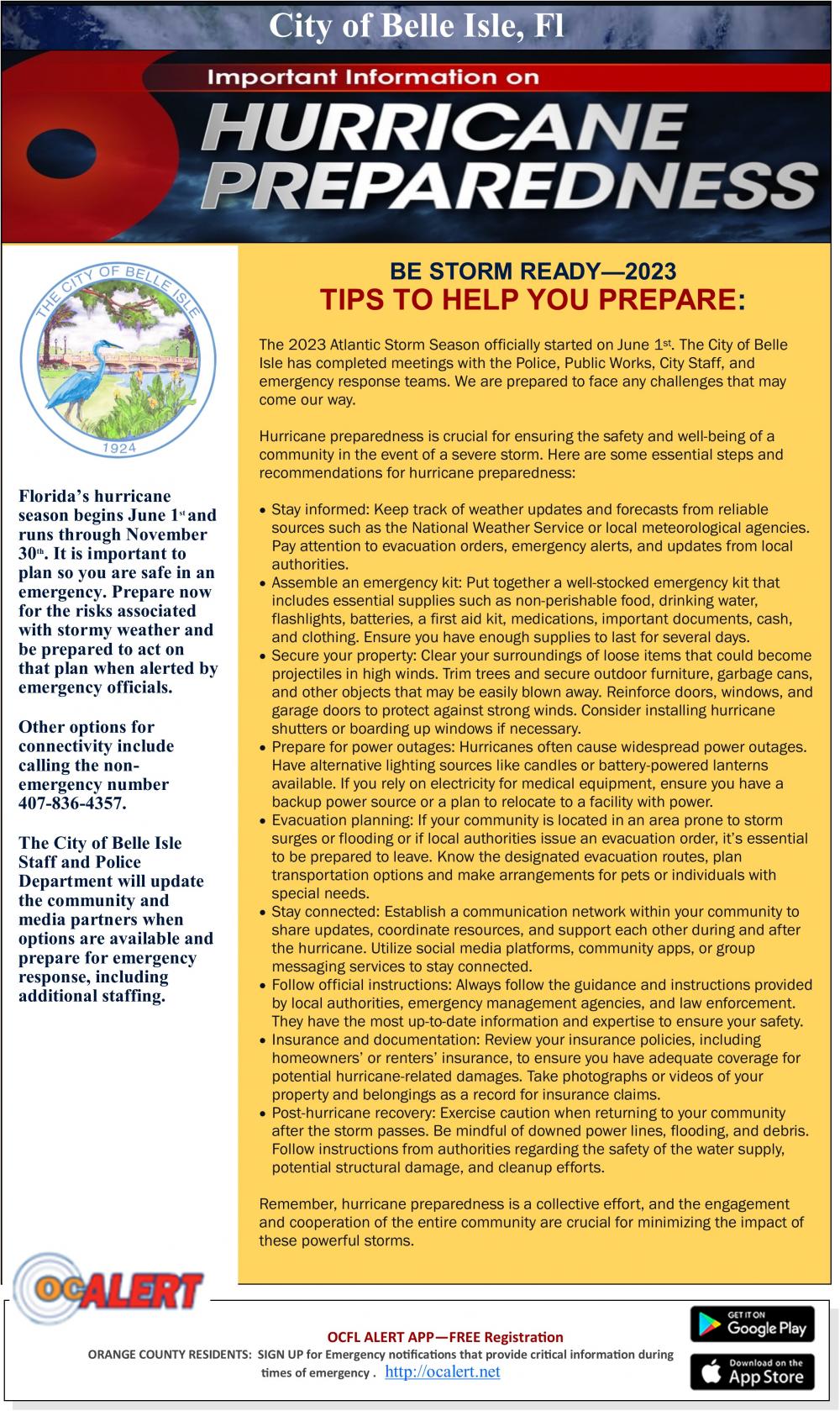 Hurricane Preparedness 2023 | Belle Isle, FL